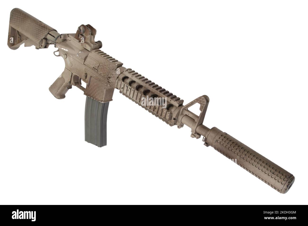 Special forces rifle M4 with suppressor isolated on a white background ...