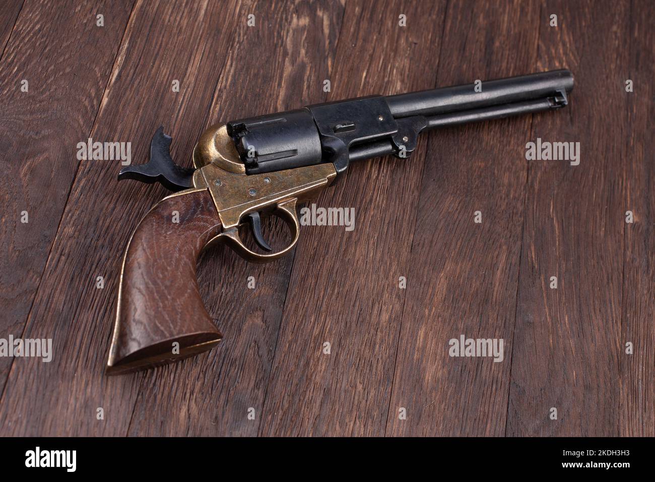 Old West gun - Percussion Army Revolver on wooden table Stock Photo - Alamy