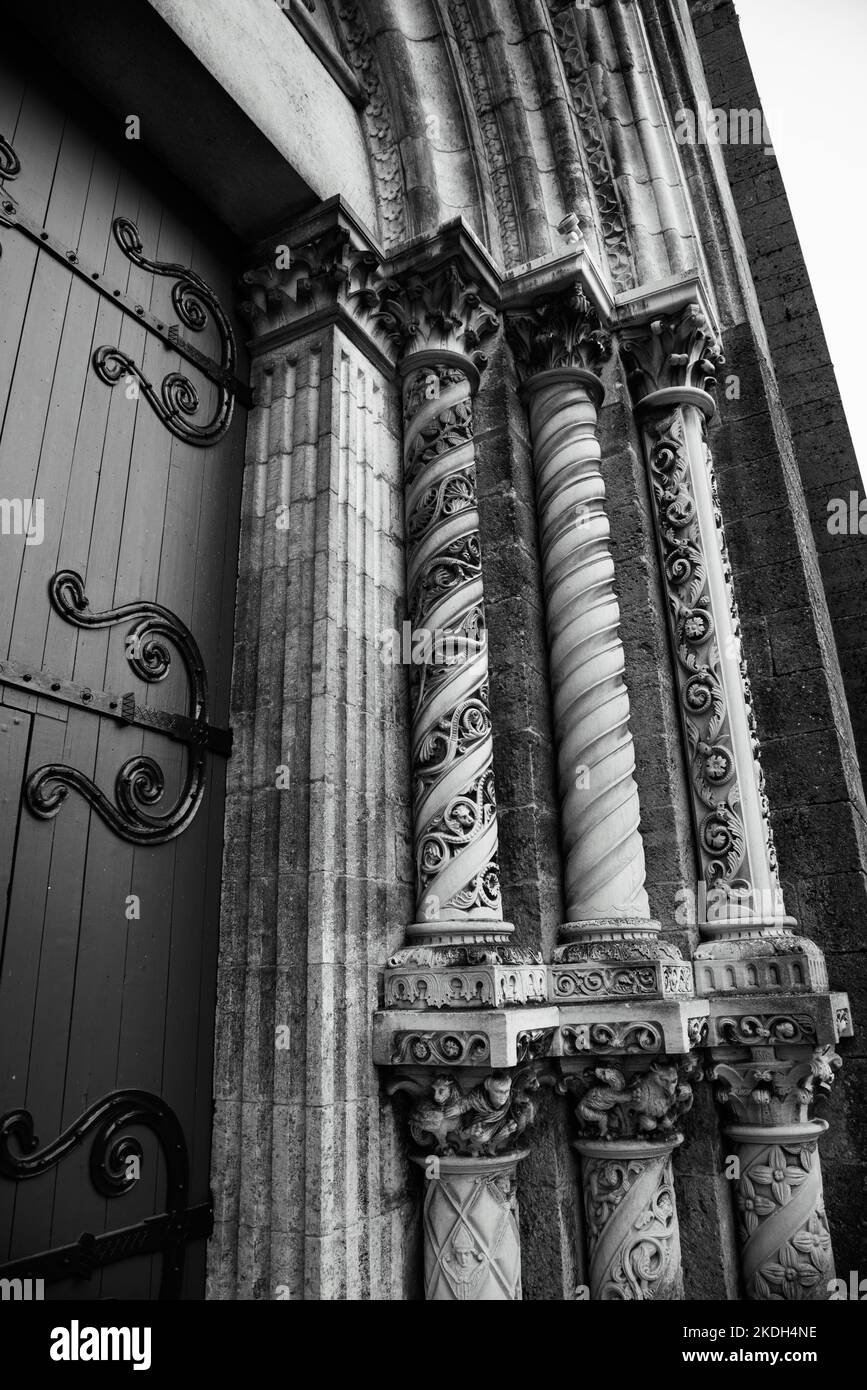 Beautiful ornate pillars at entry of Saint-Andoche Basilica of Saulieu ...