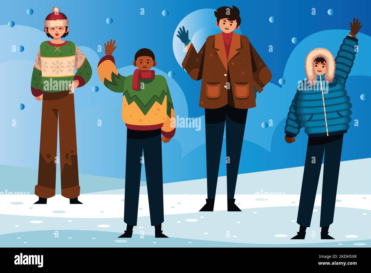 hand drawn flat winter people collection vector design illustration ...