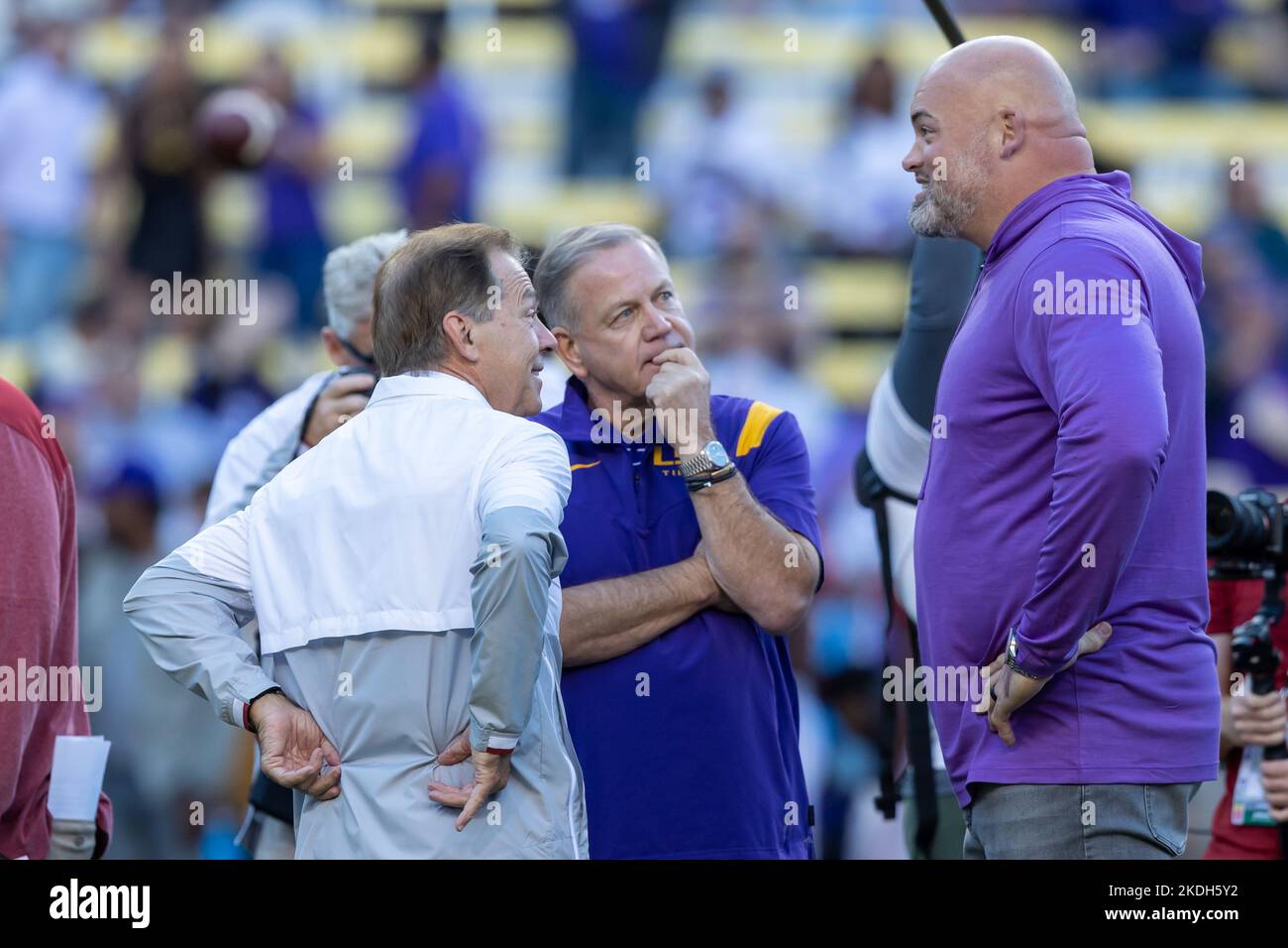 Andrew Whitworth talks with Nick Saban and Brian Kelly pregame ... Andrew Whitworth talks with Nick Saban and Brian Kelly pregame ...