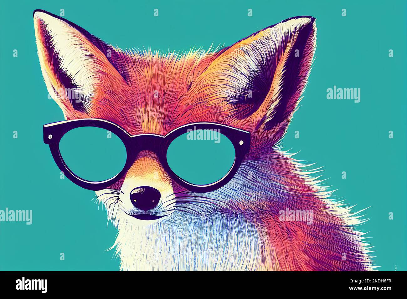 Fox head illustration with glasses hi-res stock photography and images ...