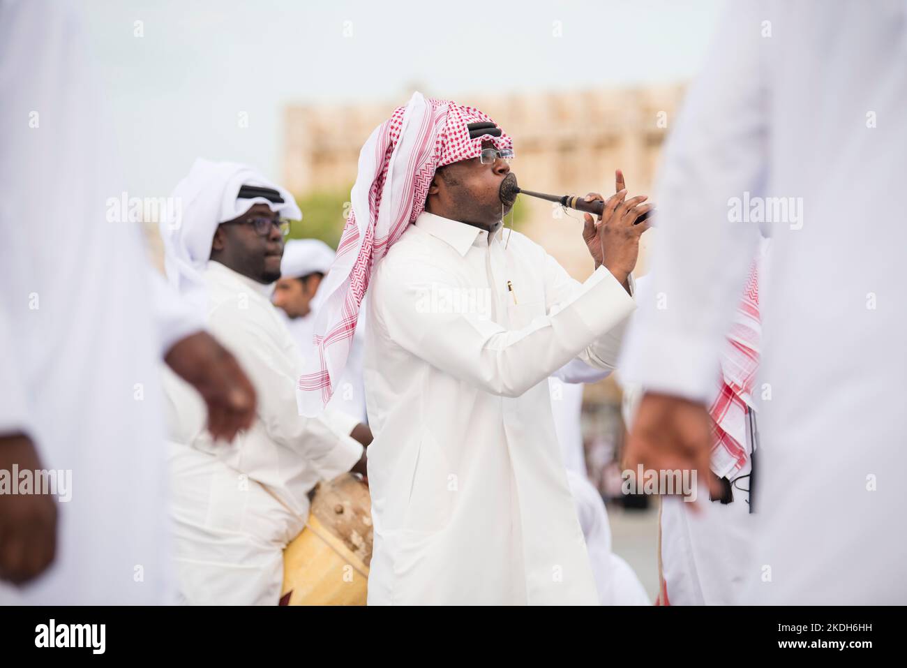 Doha, Qatar - March 05, 2019 : The performance of traditional Qatari ...
