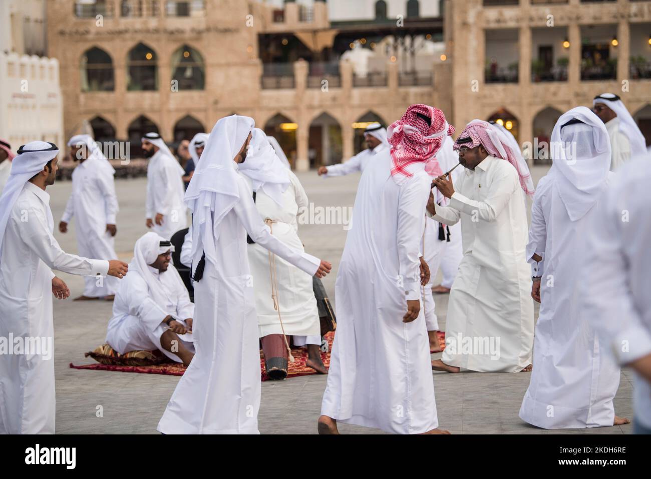 Doha, Qatar - March 05, 2019 : The performance of traditional Qatari ...