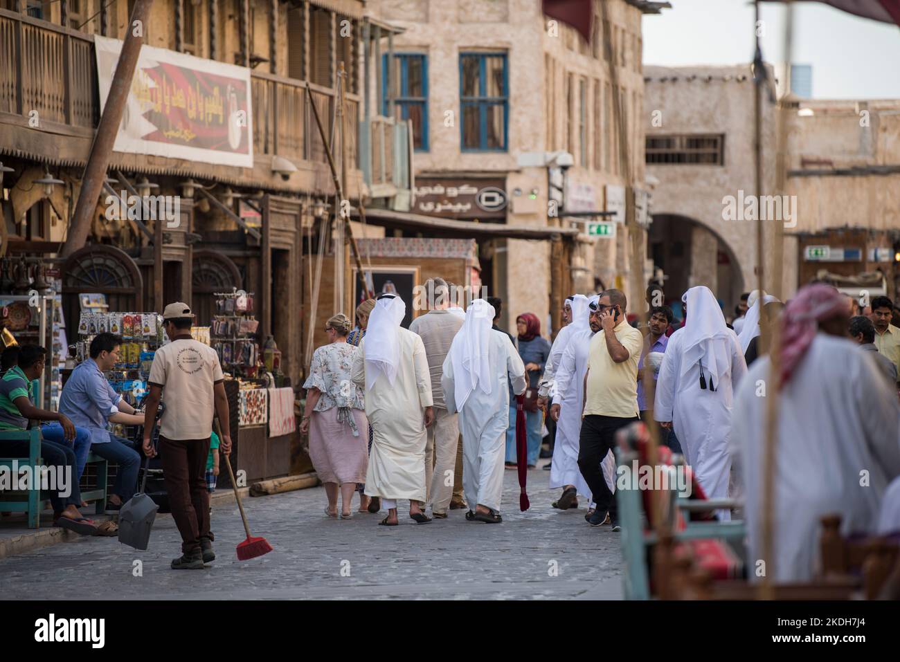 Doha, Qatar - March 05, 2019 :The streets of the traditional Arab ...