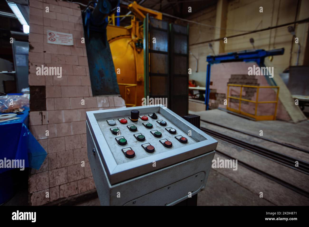 Control panel with buttons of industrial machinery, close up Stock ...