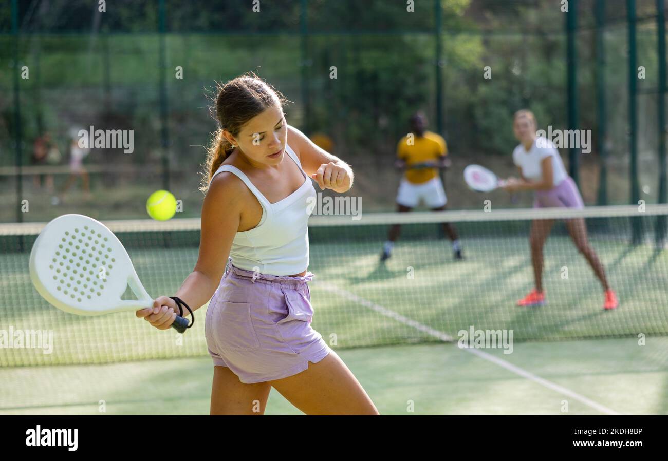 Female play padel tennis hi-res stock photography and images - Alamy