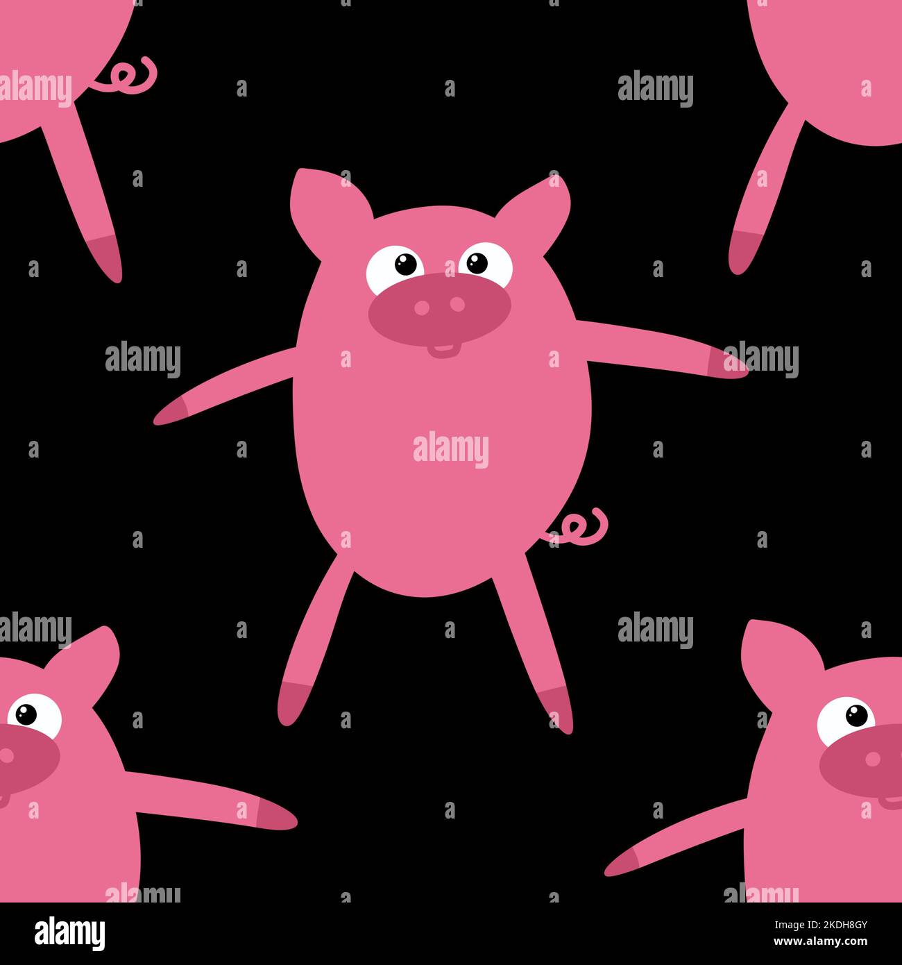 Farm animals cartoon seamless pigs pattern for wrapping paper and ...