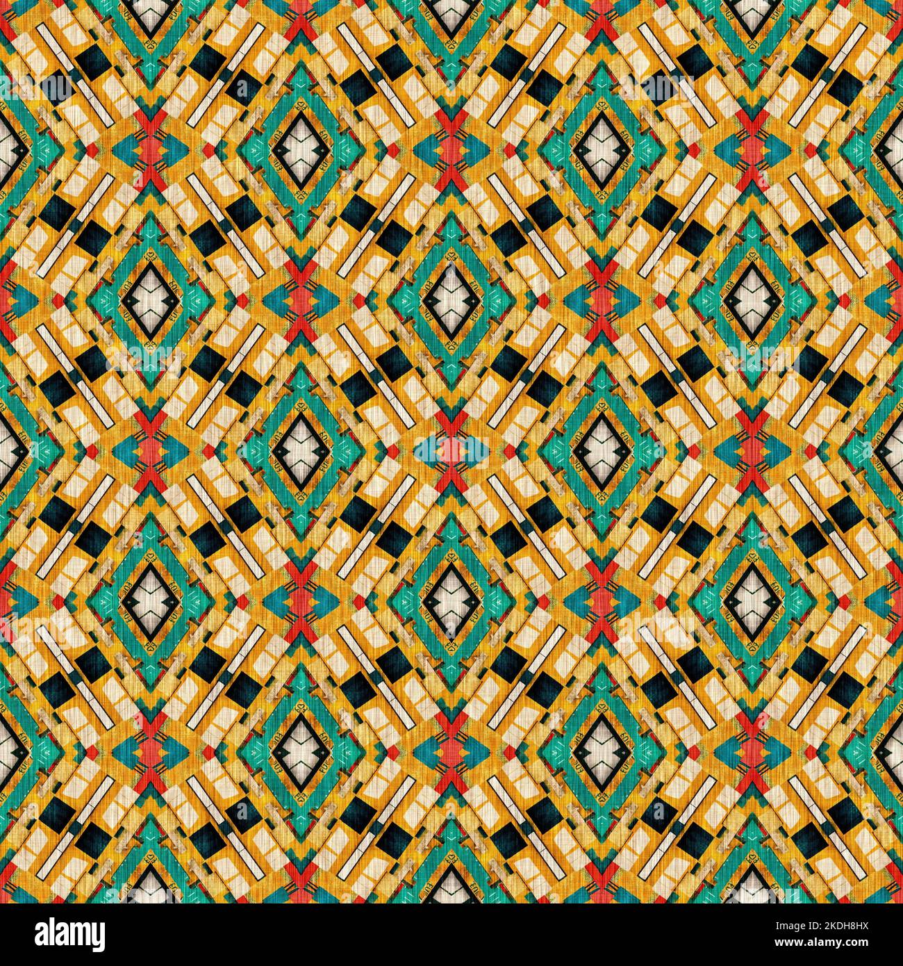 Traditional tile mosaic seamless pattern print. Fabric effect mexican ...