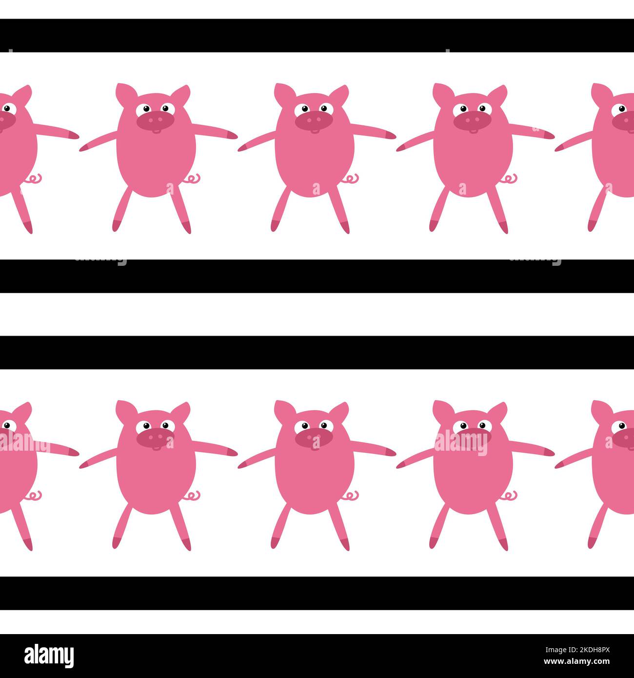 Farm animals cartoon seamless pigs pattern for wrapping paper and ...