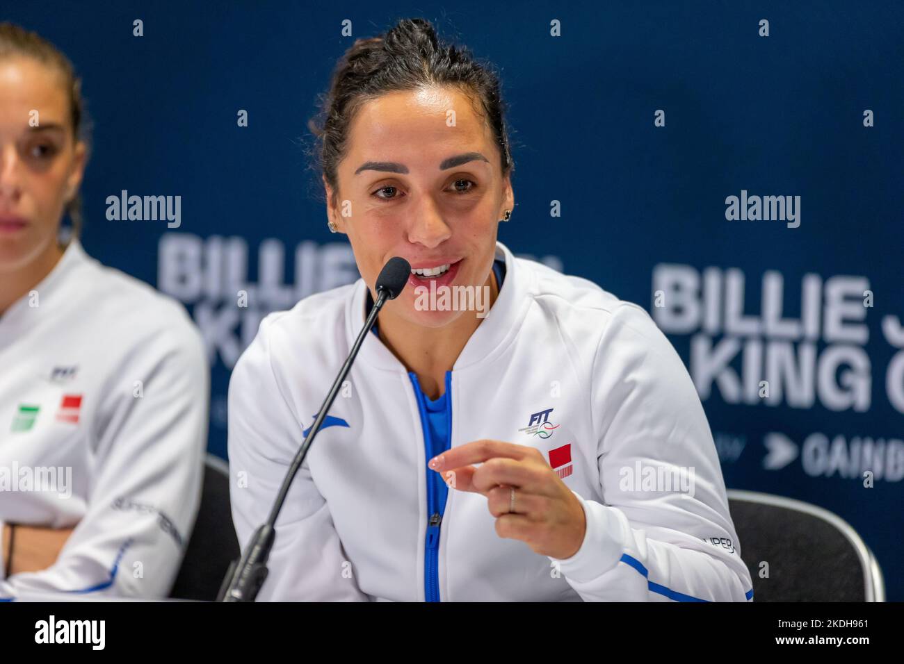 Glasgow, Scotland 6th November 2022. Martina Trevisan speaking during ...