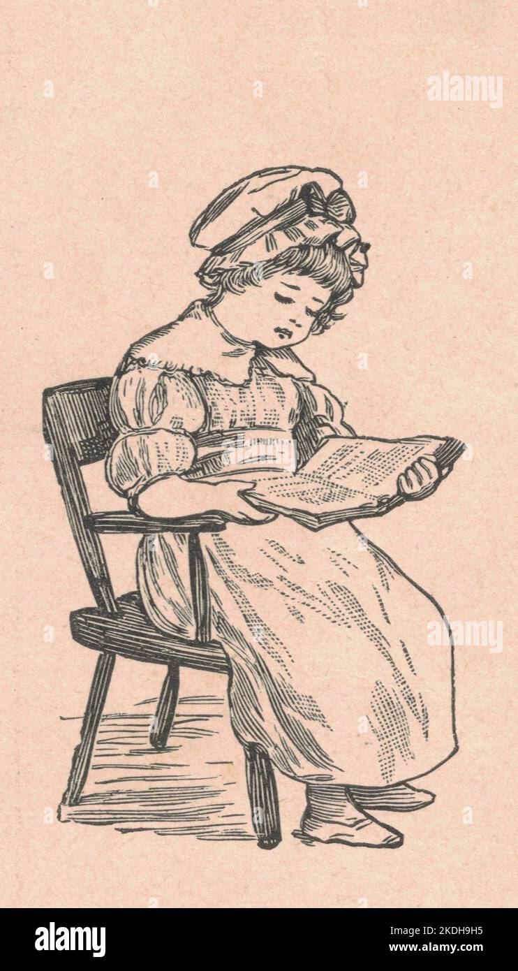 Girl Reading Book Vintage