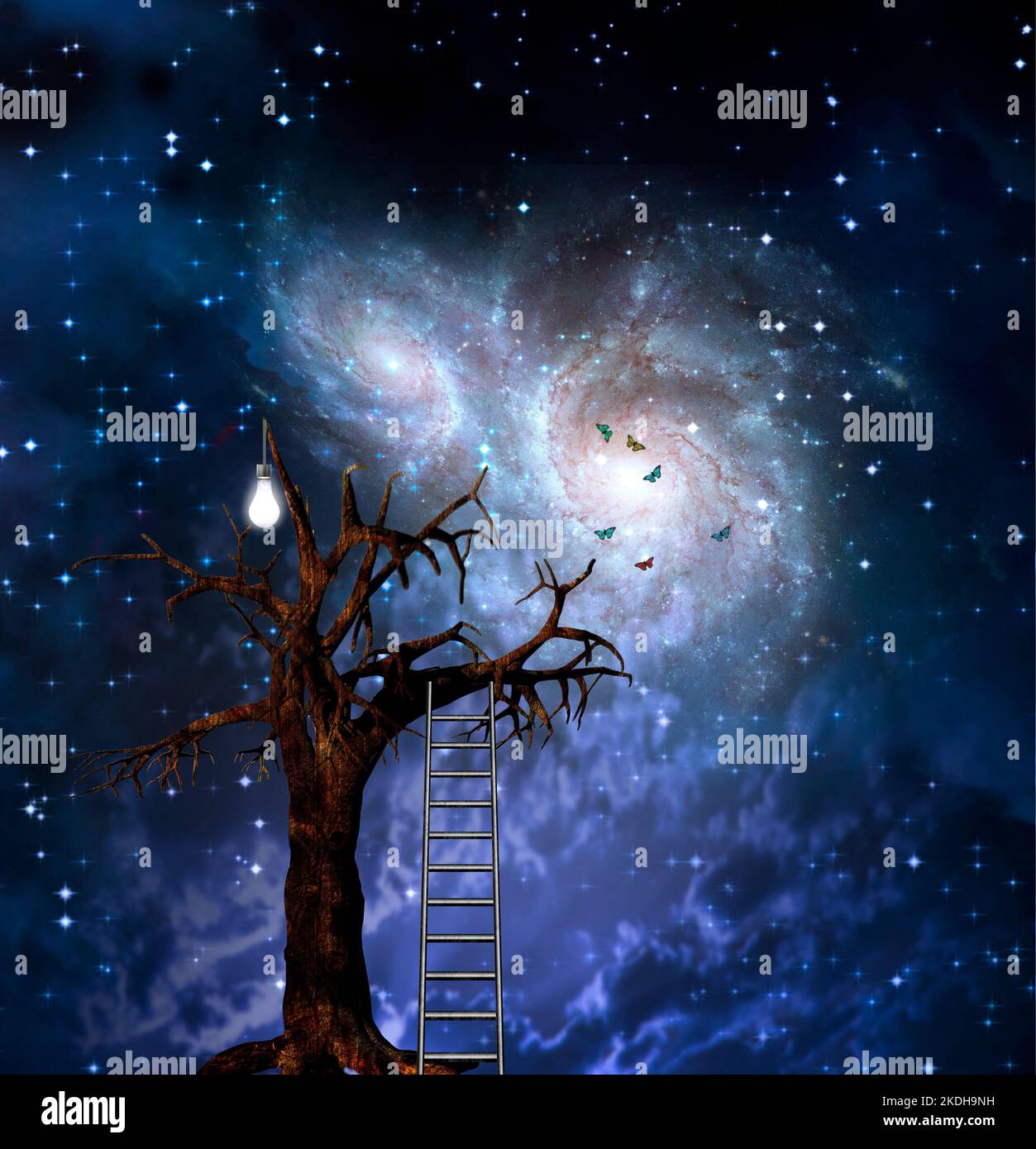Idea tree in space. 3D rendering Stock Photo - Alamy