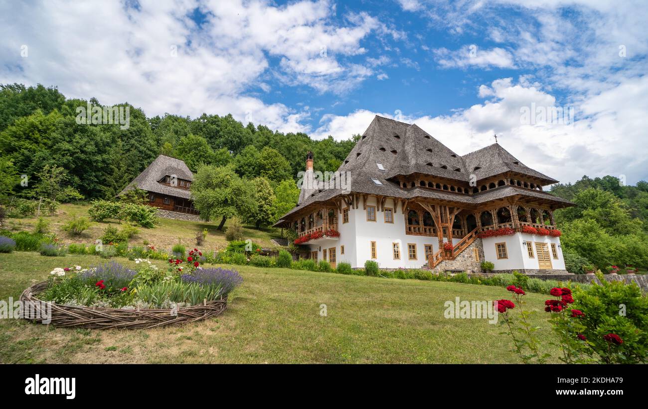Unique wooden monastery of Barsana, Maramures region of Romania in ...