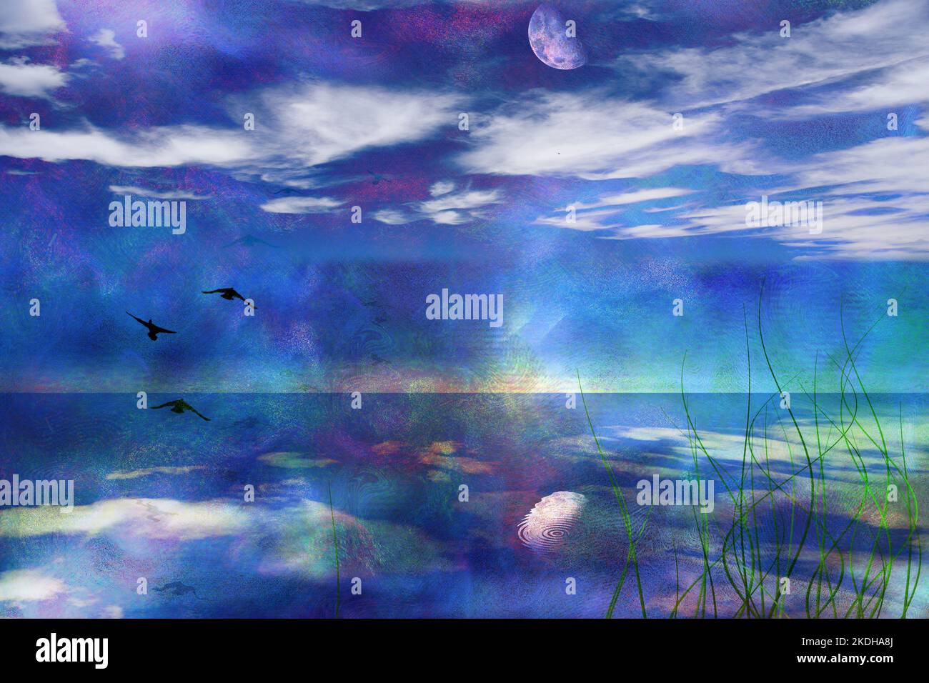 Peaceful Landscape Art. 3D rendering Stock Photo - Alamy