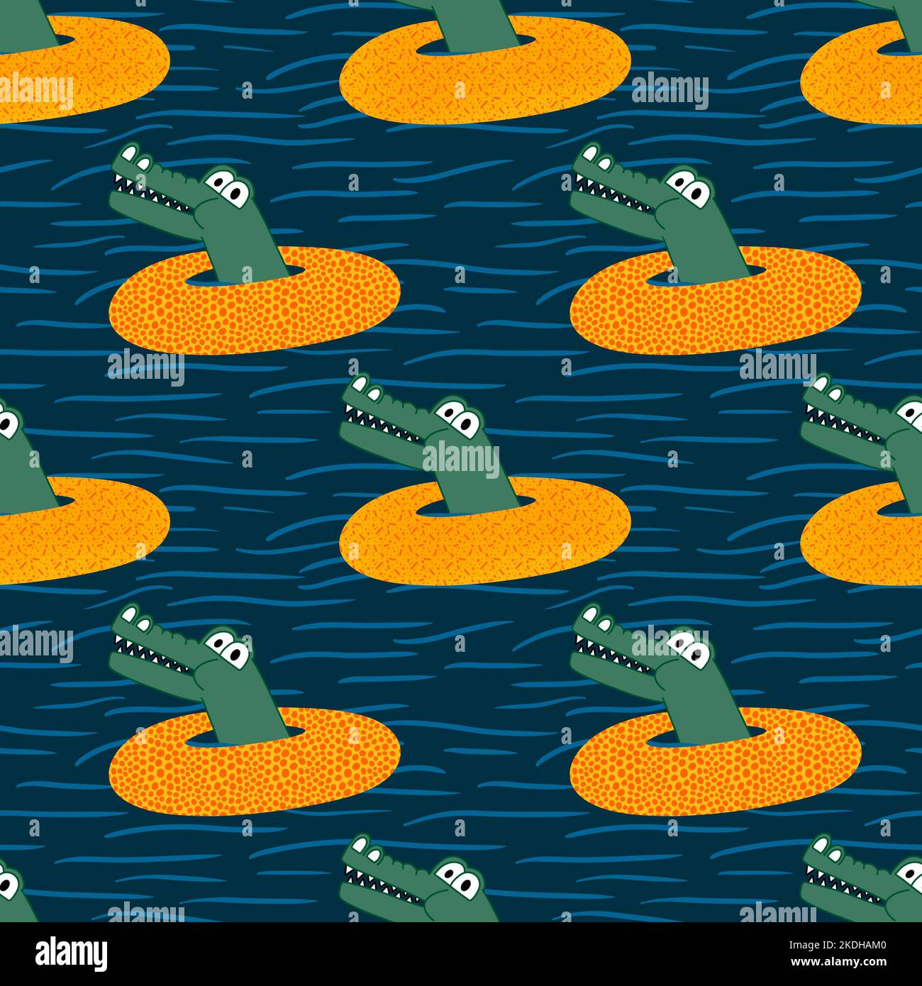 Summer animals seamless crocodile lizards cartoon pattern for wrapping ...