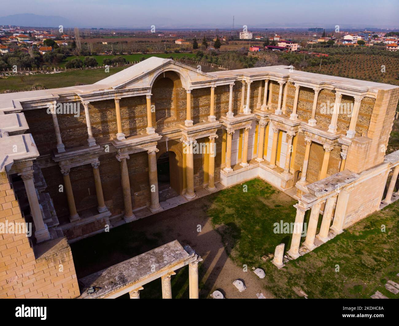 Birds eye view of ancient temple of Artemis at Sardis. Turkey Stock ...