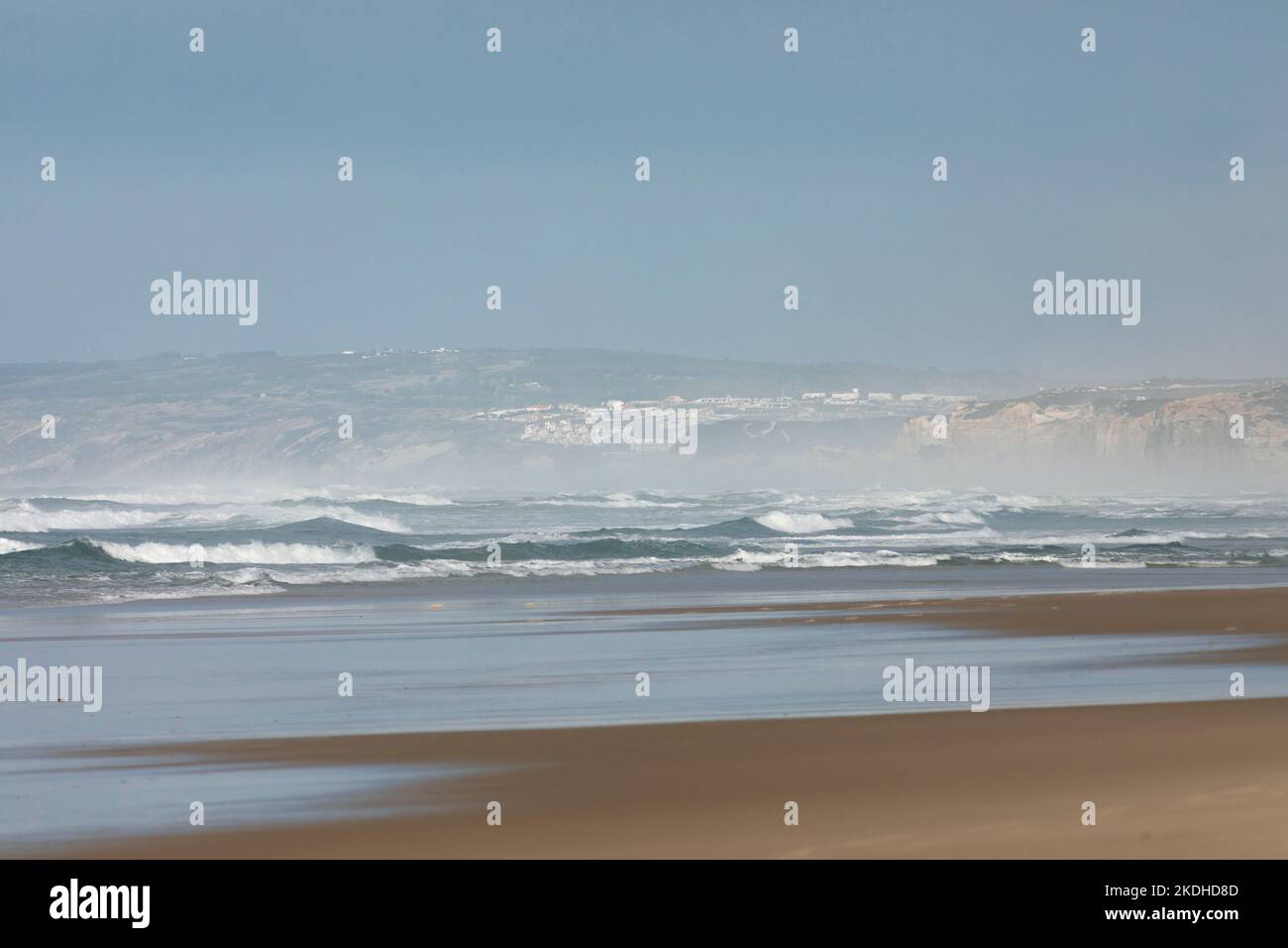 Portugal, Oeste Region, Ferrel, Crashing Waves near Praia da Almagreira ...