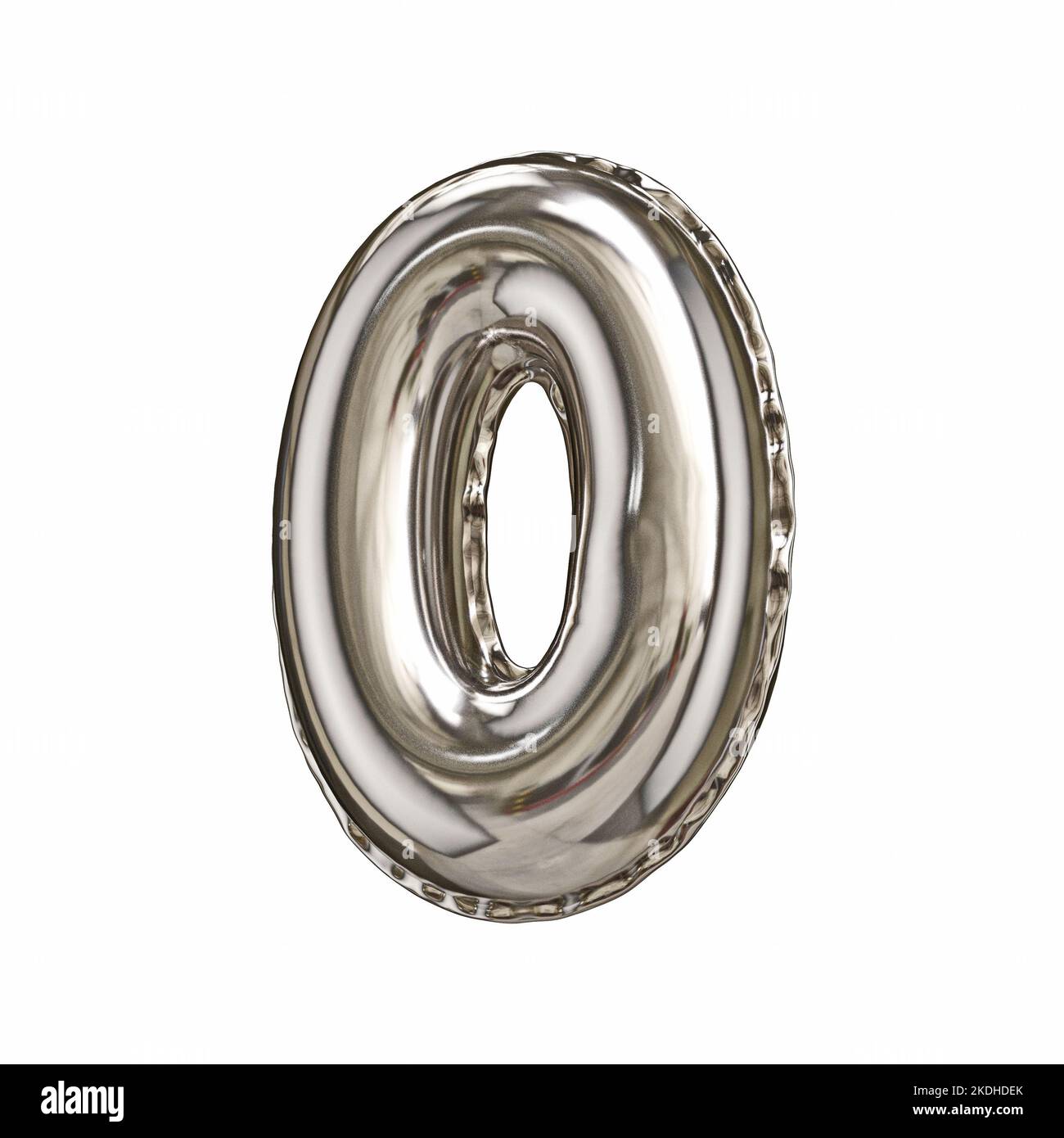 Silver foil balloon font number 0 ZERO 3D rendering illustration ...