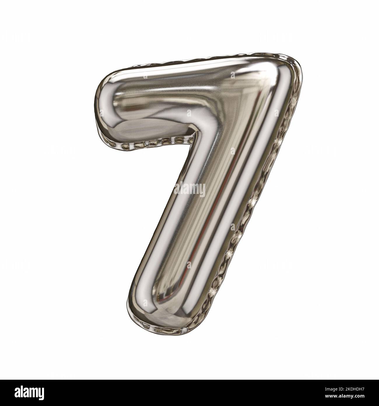 Silver foil balloon font number 7 SEVEN 3D rendering illustration ...