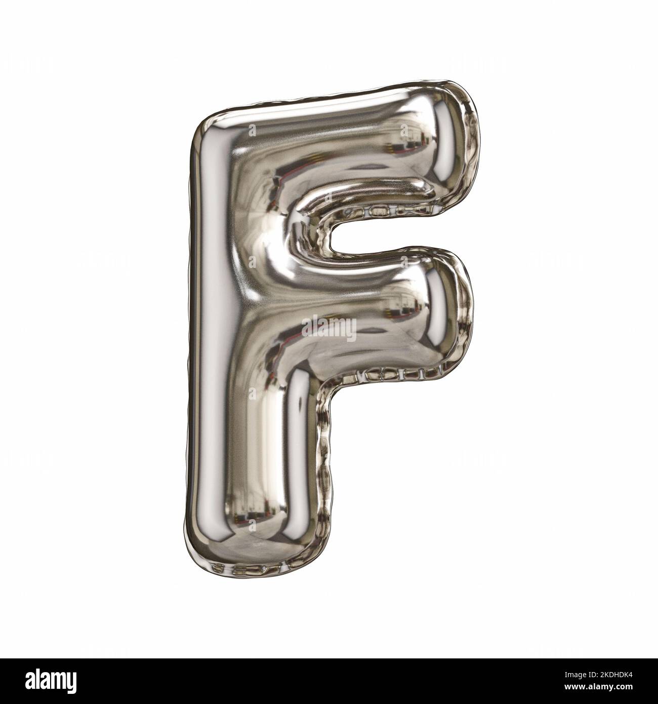 Silver foil balloon font letter F 3D rendering illustration isolated on ...