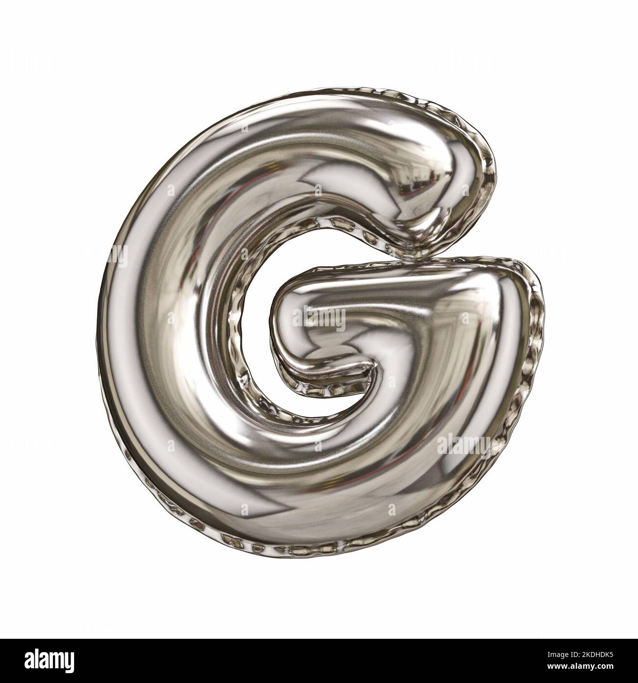 Silver foil balloon font letter G 3D rendering illustration isolated on ...