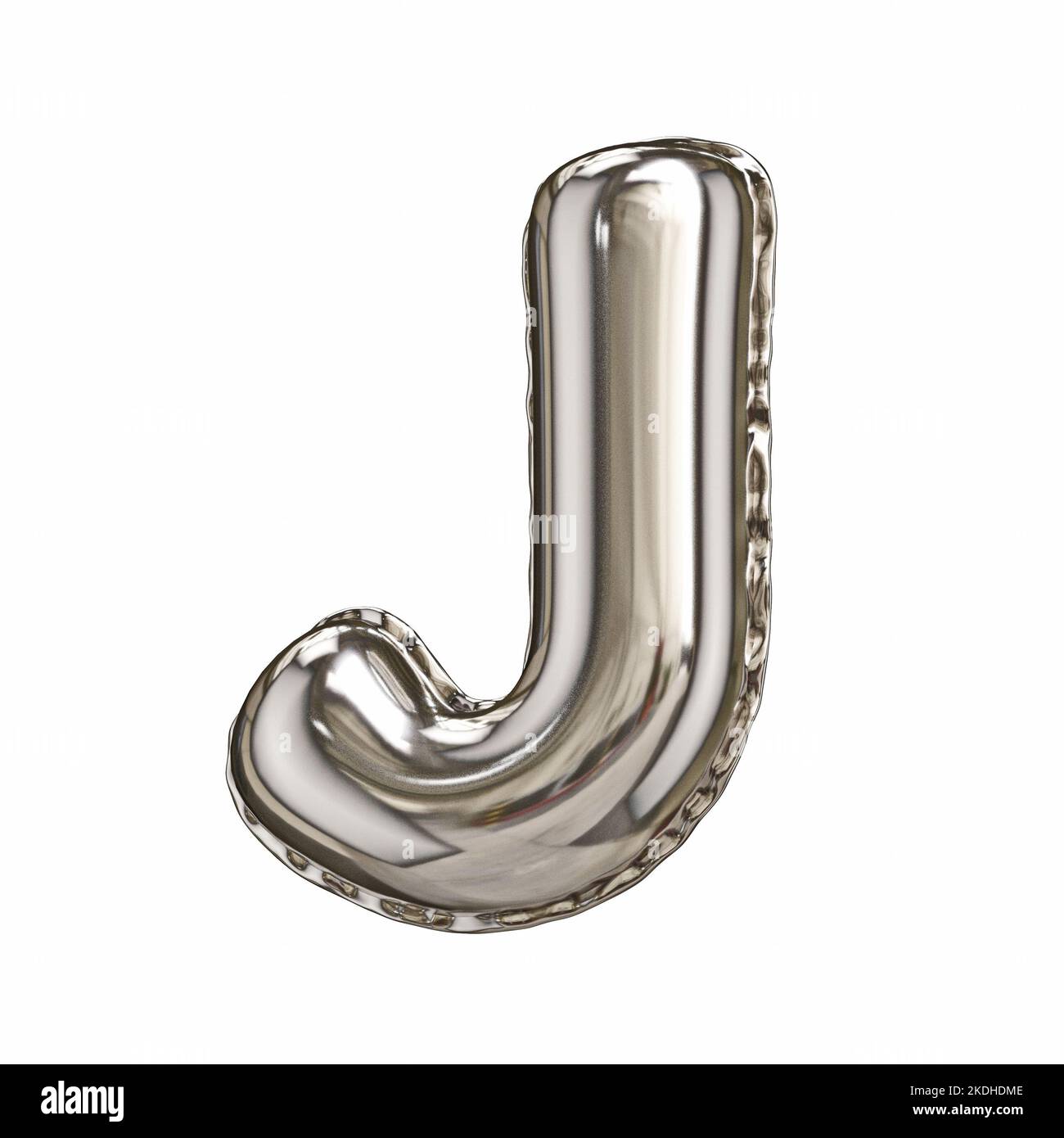 Silver foil balloon font letter J 3D rendering illustration isolated on ...