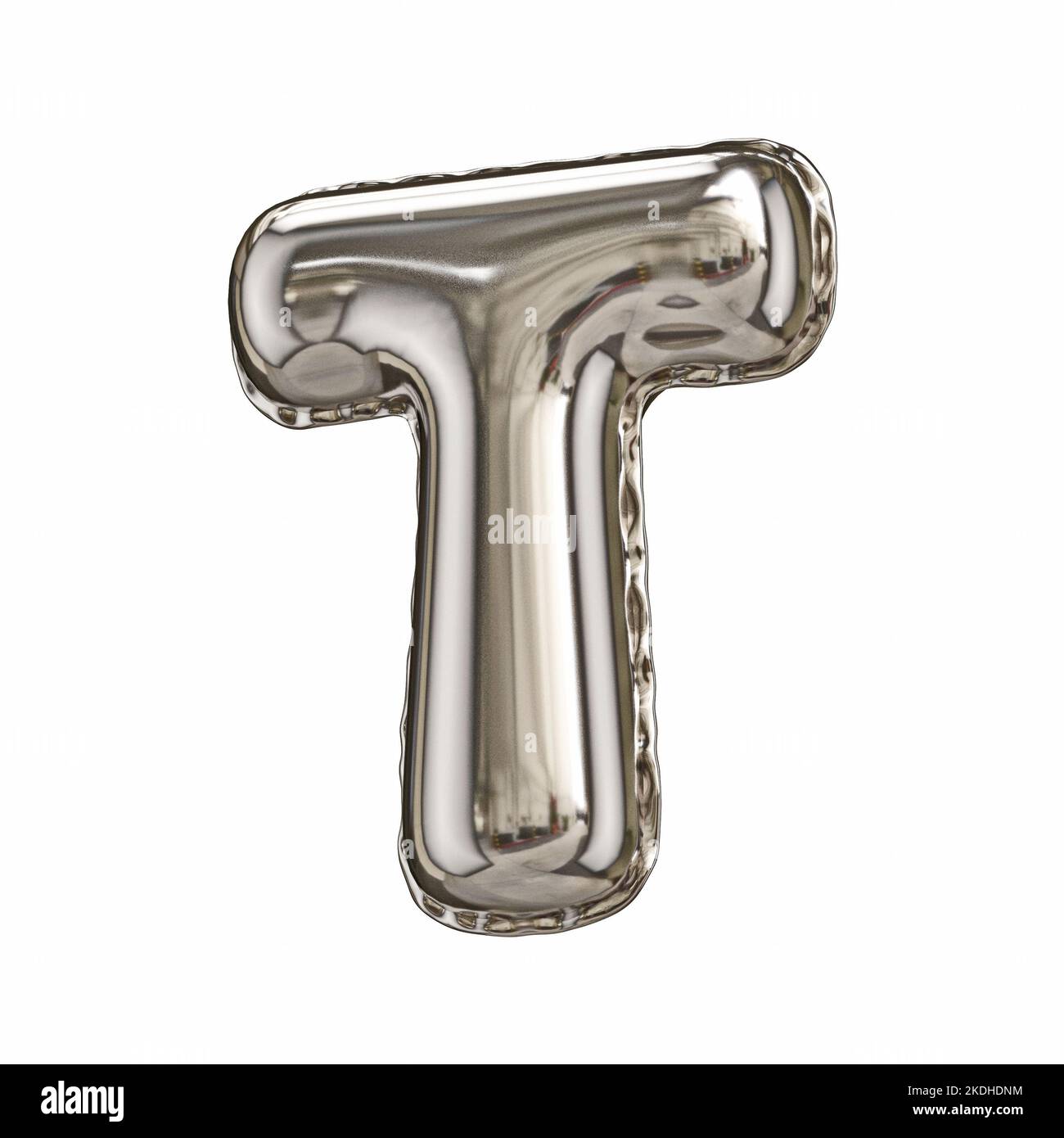 Silver foil balloon font letter T 3D rendering illustration isolated on white background Stock ...