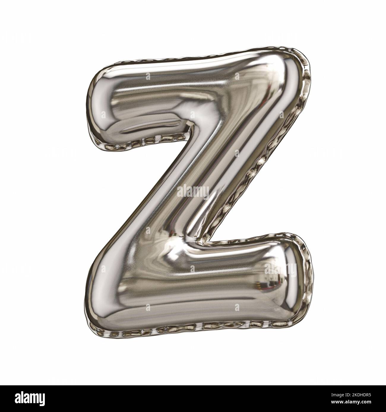 Silver foil balloon font letter Z 3D rendering illustration isolated on ...