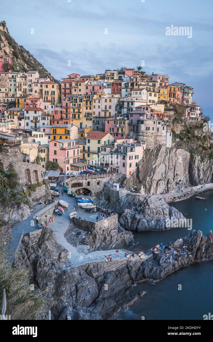 Aerial view vernazza sunset sea hi-res stock photography and images - Alamy
