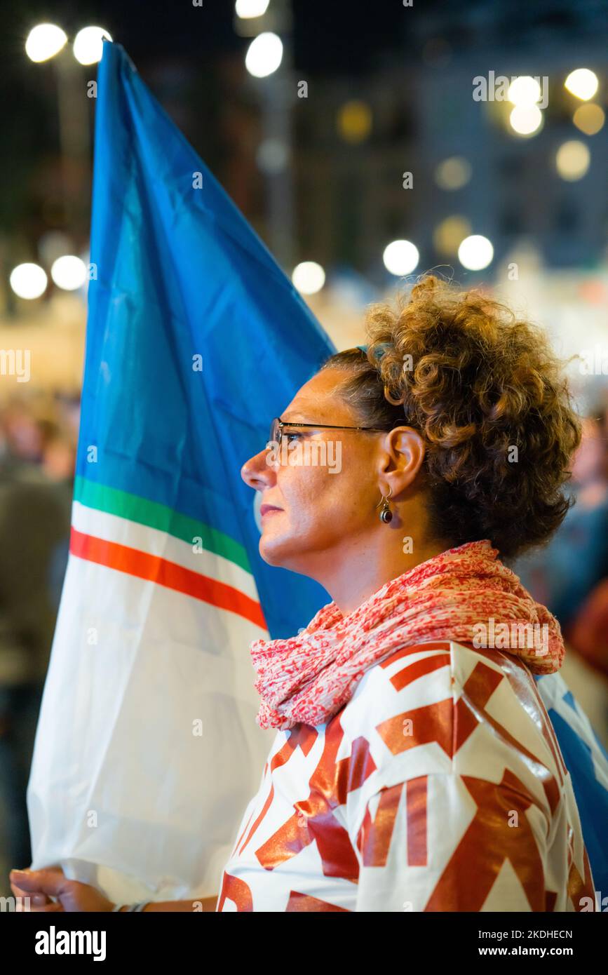 Italian right-wing alliance supporters participate in a closing rally ...