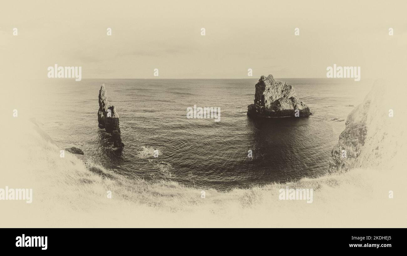 The image is of the Duncansby Head Sea Stacks near John O'Groats in the ...