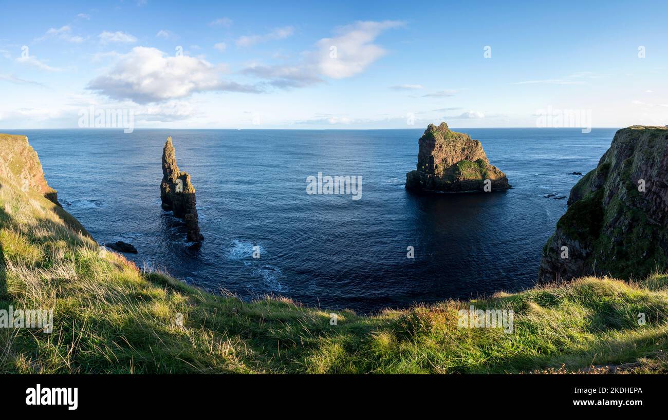 The image is of the Duncansby Head Sea Stacks near John O'Groats in the far northeast of ...