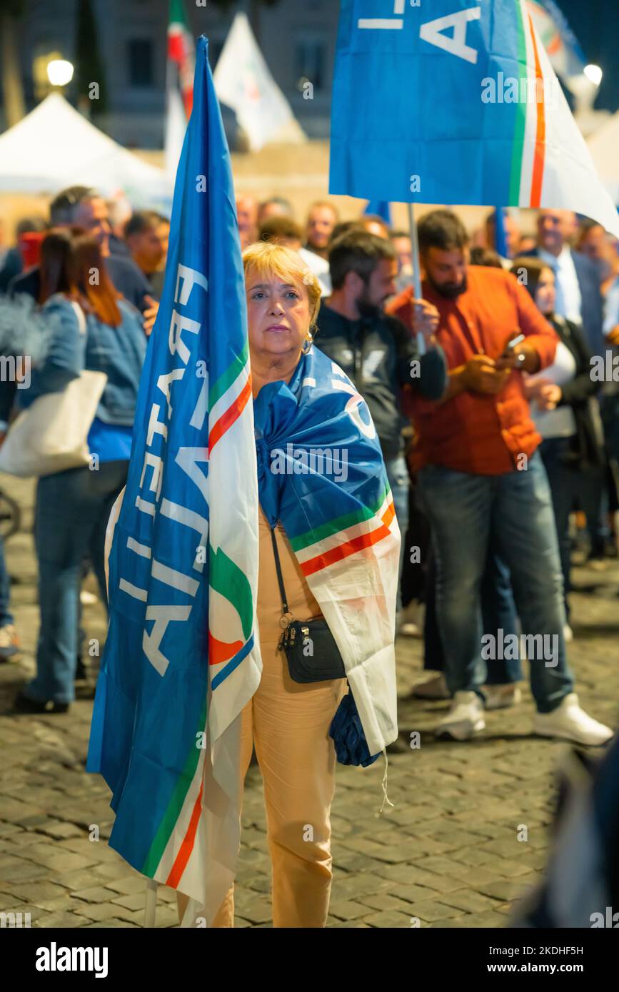 Italian right-wing alliance supporters participate in a closing rally ...