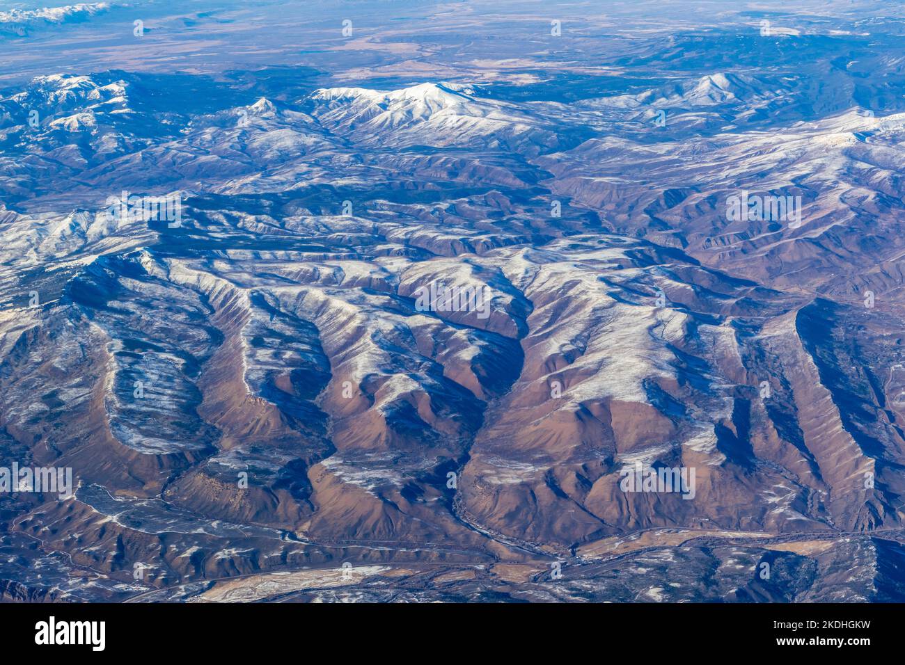 Aerial view of Rocky Mountains covered by snow Stock Photo - Alamy