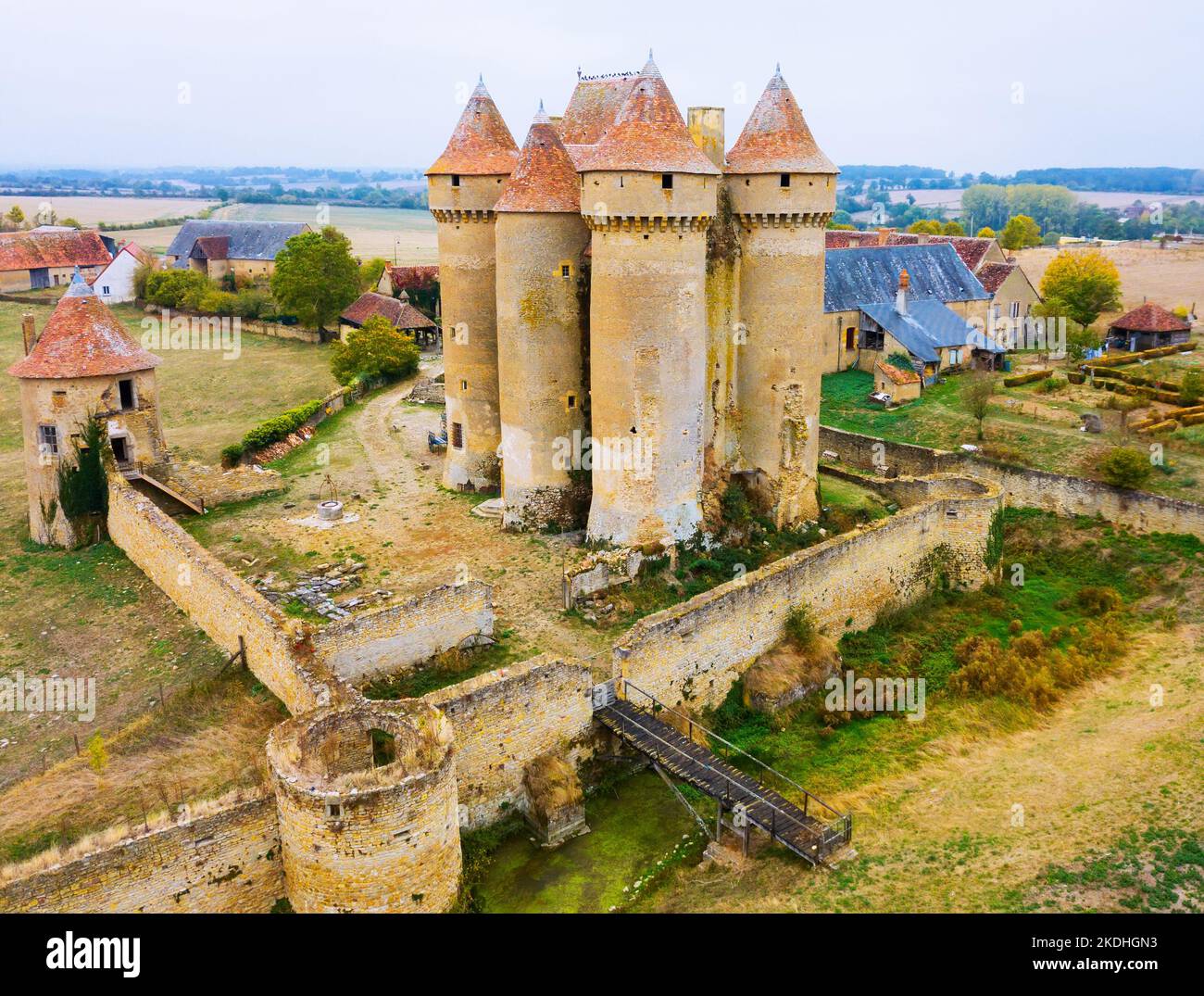 Aerial view of Chateau Sarzay Stock Photo - Alamy