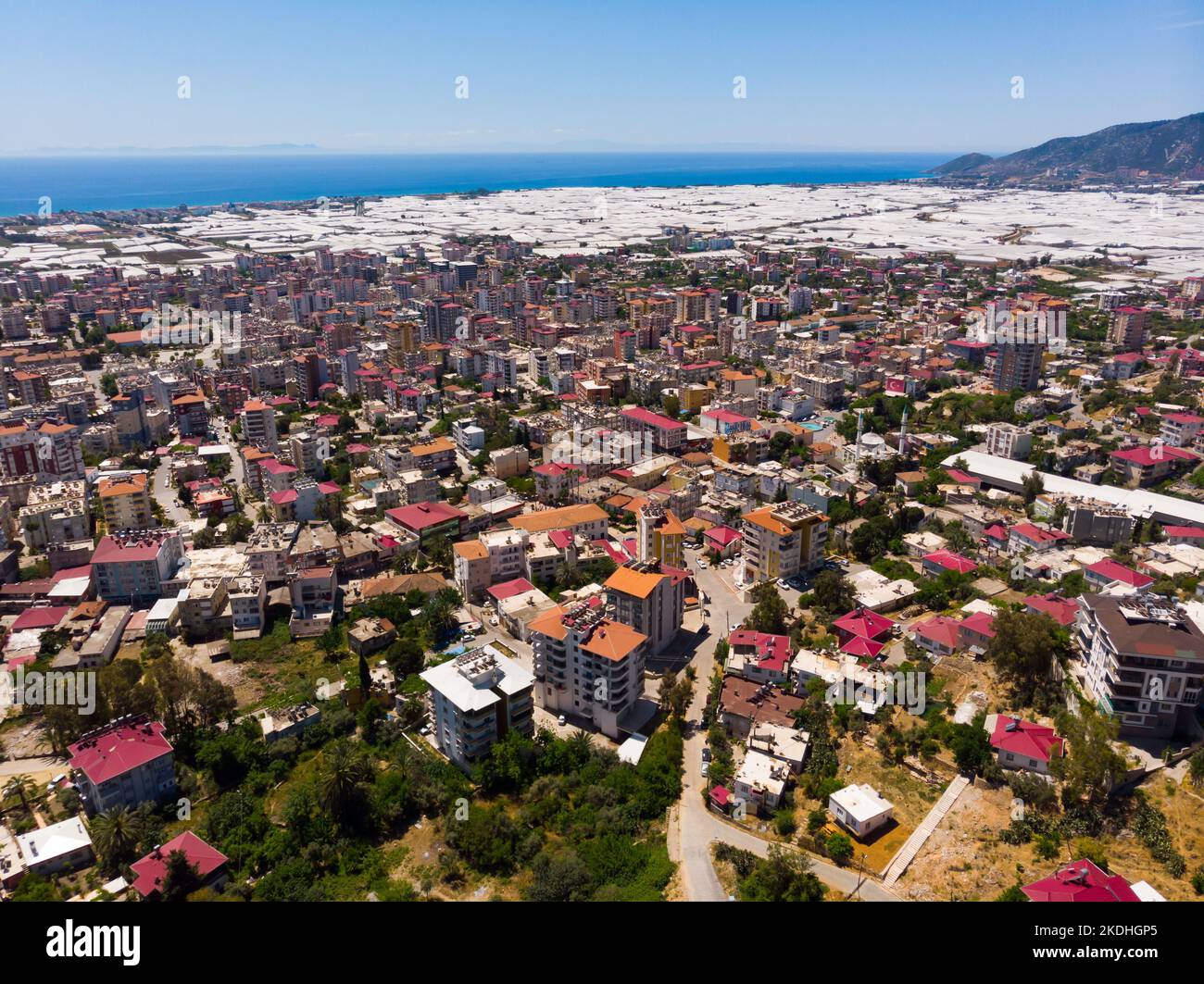 Aerial view of Turkish town of Anamur on Mediterranean coast Stock ...
