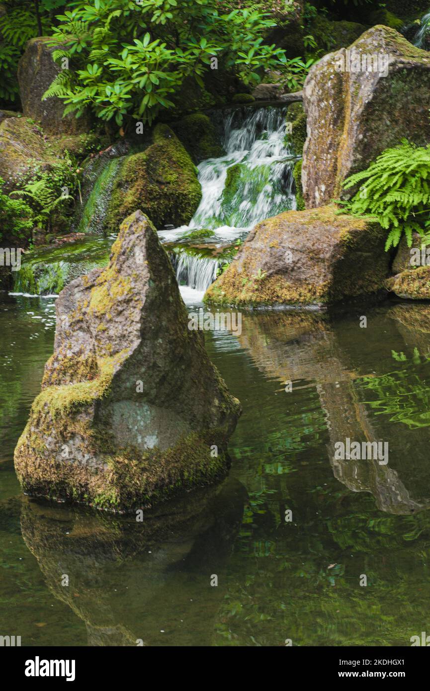 A Waterfall in Shore Acres State Park in Southern Oregon Stock Photo ...