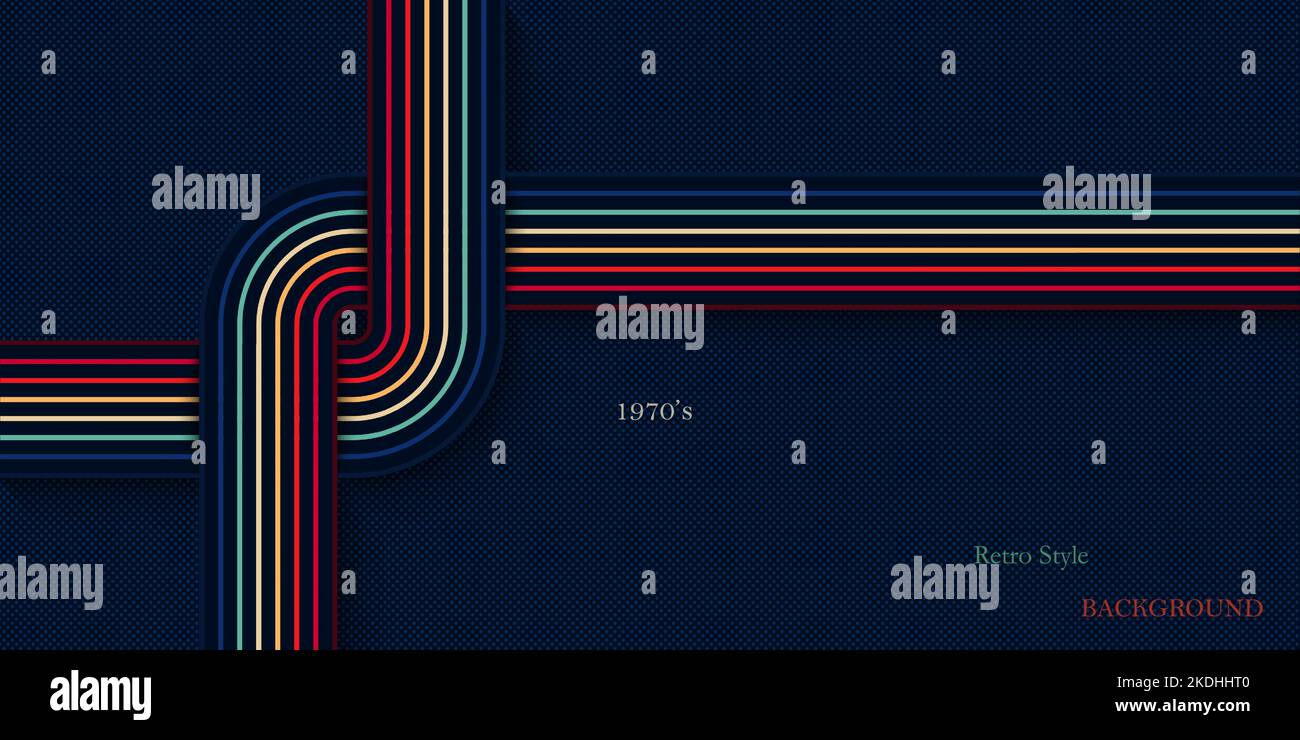 Retro style background with colorful curved lines and dark navy vintage ... Retro style background with colorful curved lines and dark navy vintage ...