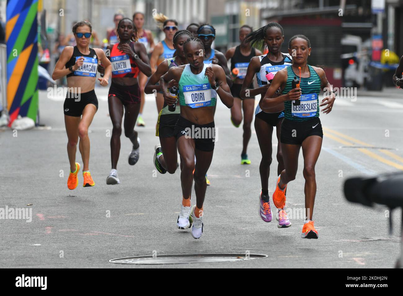 Women's elite runners Sharon Lokedi, Hellen Obiri, Gotytom Gebreslase ...