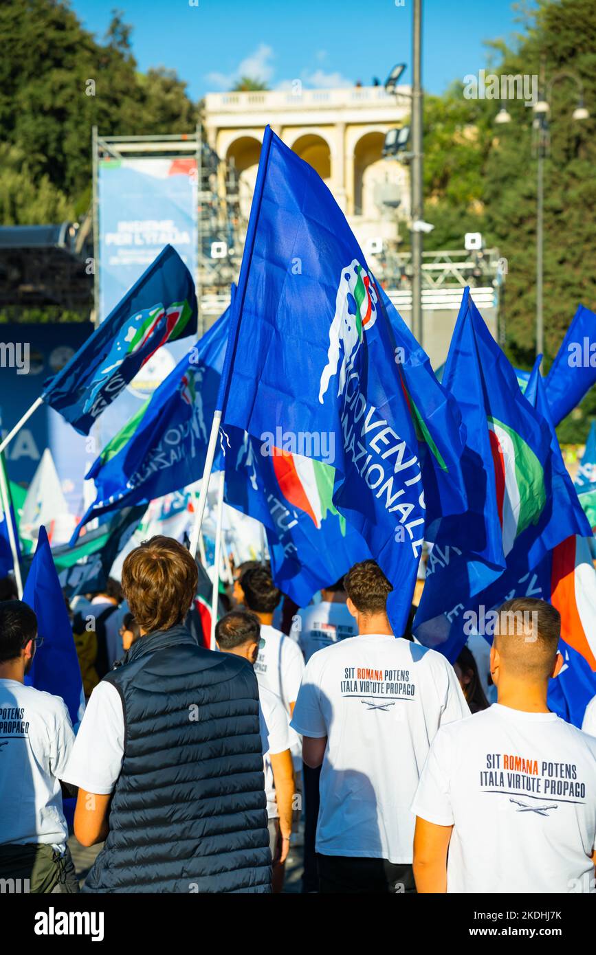 Italian right-wing alliance supporters participate in a closing rally ...