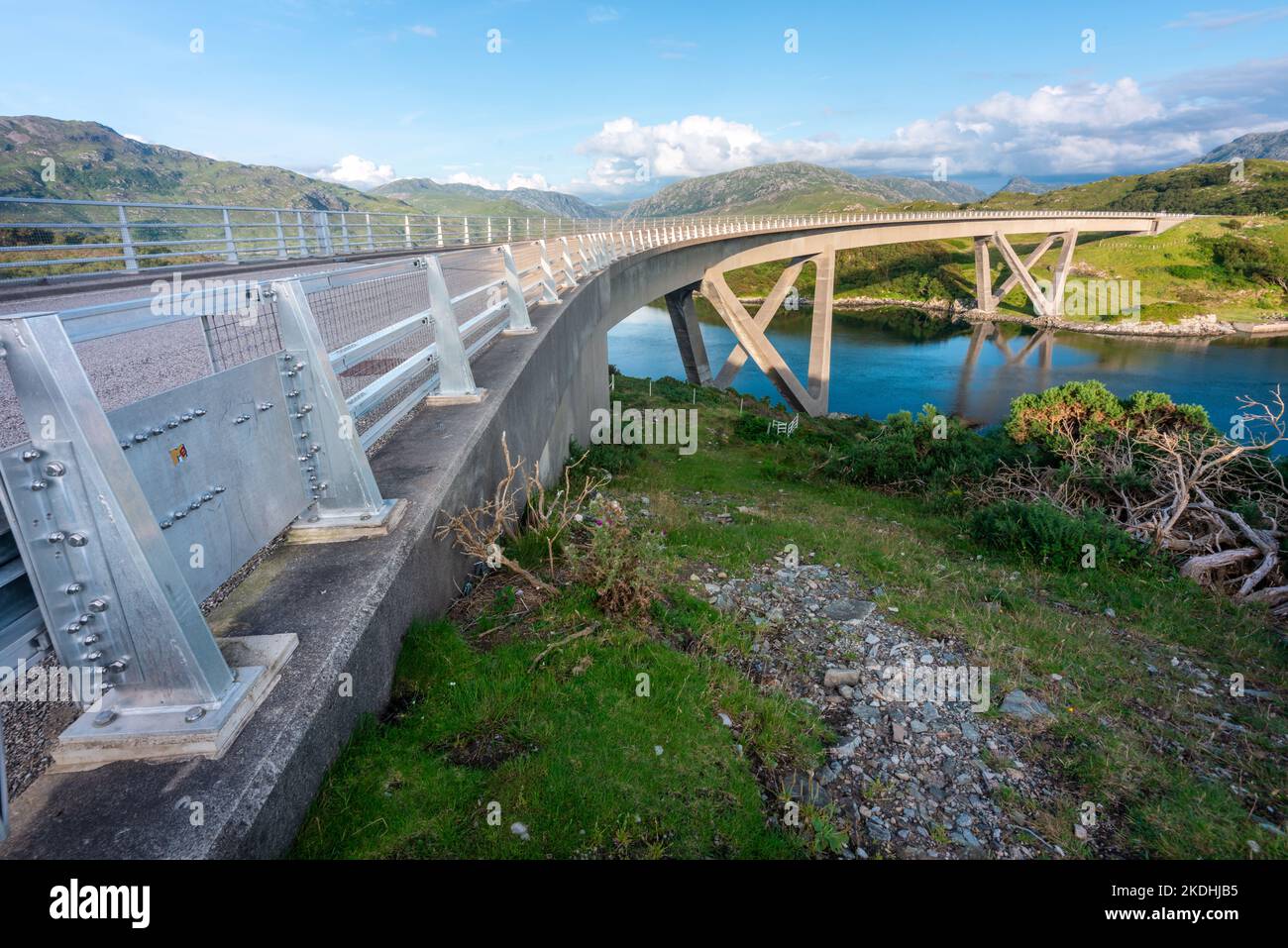 Distinctive modern curved,winding concrete box girder bridge,crossing ...