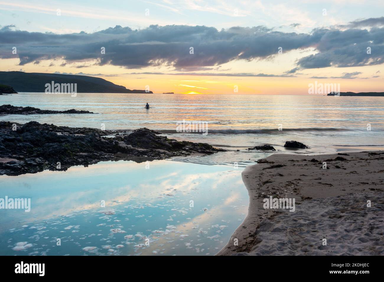 Extreme north western tip of Scotland.Dramatic warm late sunset ...