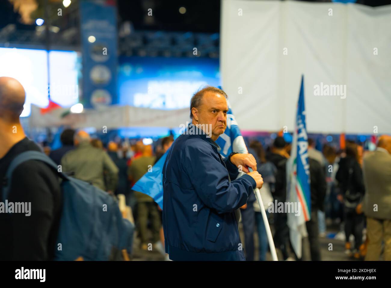 Italian right-wing alliance supporters participate in a closing rally ...