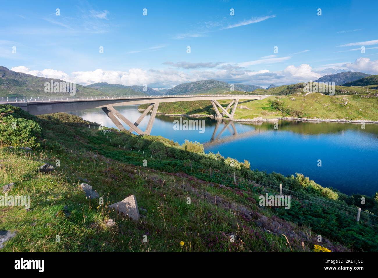Distinctive modern curved,winding concrete box girder bridge,crossing ...