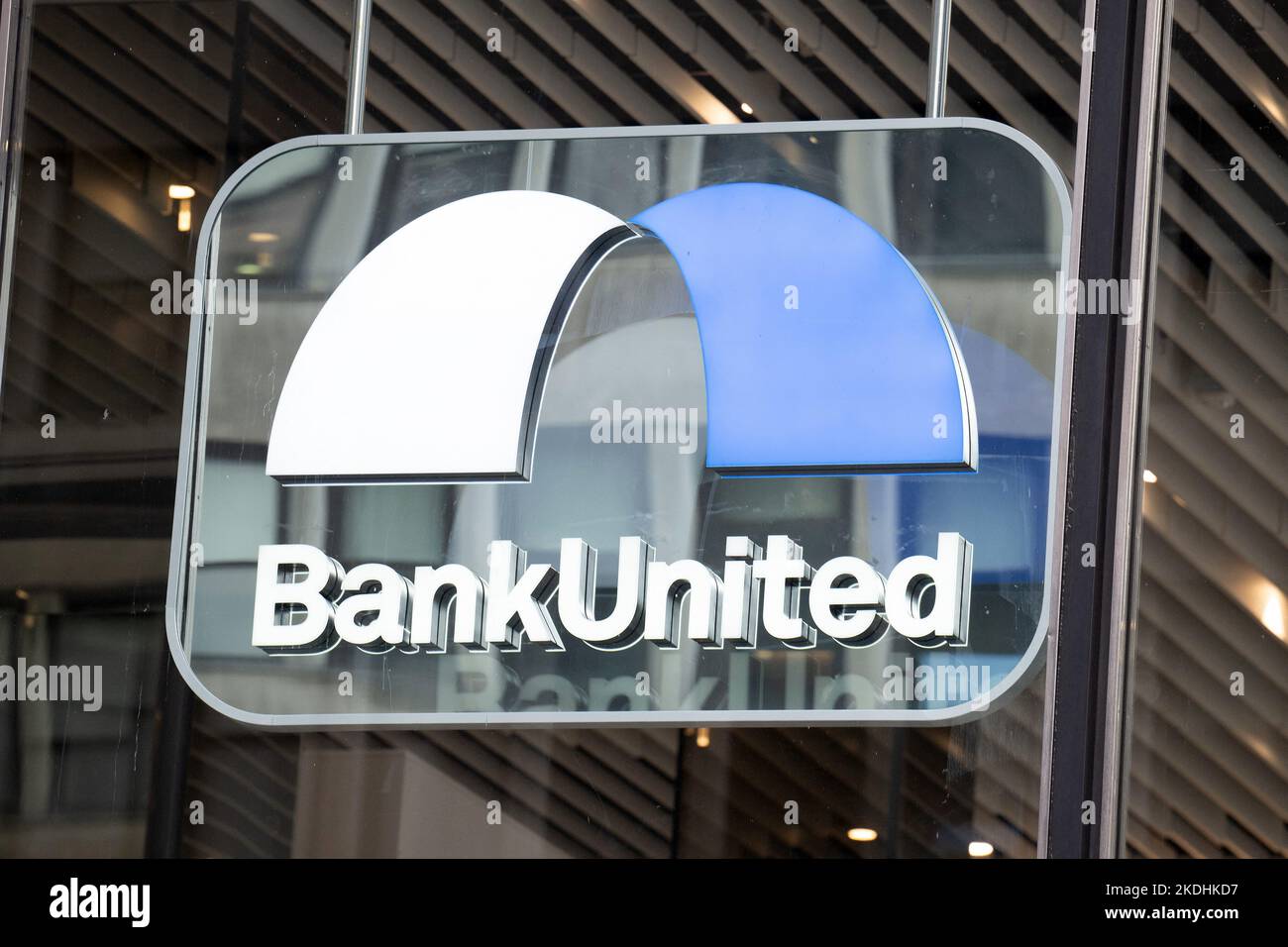 A shop sign of BankUnited, on November 5, 2022 in New York City, USA ...
