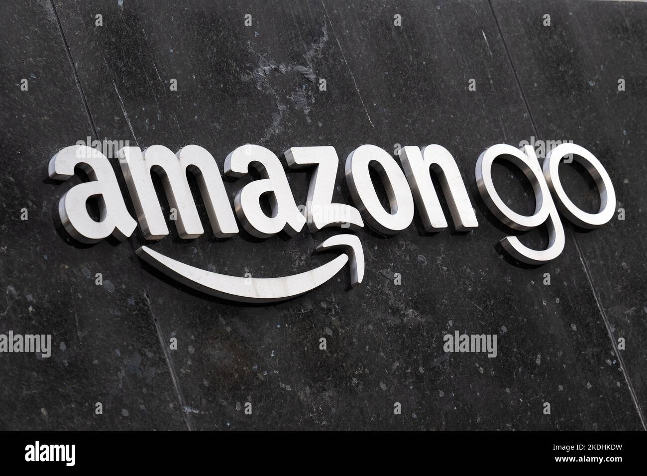 A shop sign of Amazon go, on November 5, 2022 in New York City, USA ...