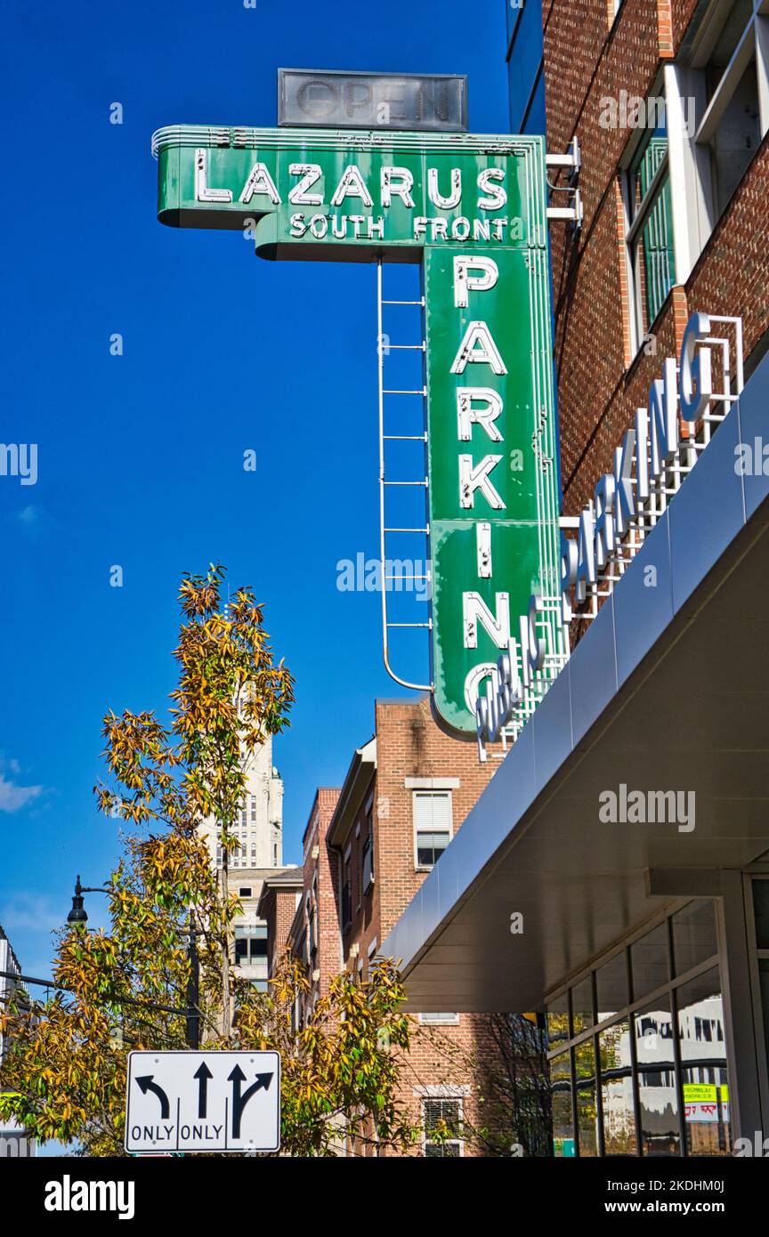 Lazarus Department store parking Garage sign in Columbus Ohio Stock ...