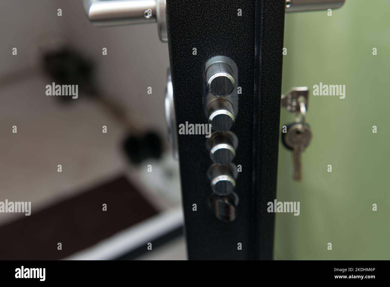 Modern Metal Key and Key Hole and Door - Very Sturdy Steel Door Stock ...