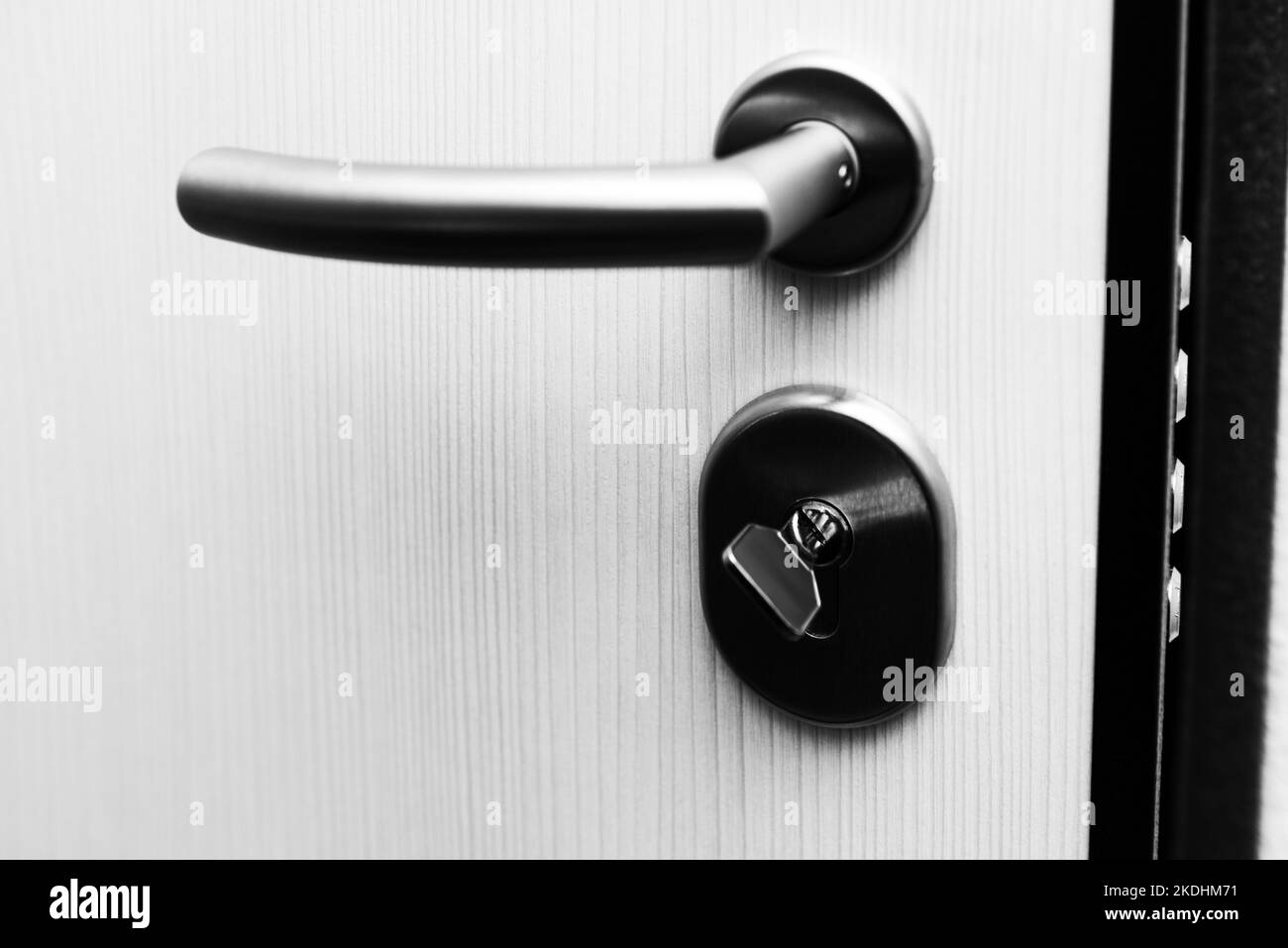 Modern Metal Key and Key Hole and Door - Very Sturdy Steel Door Stock ...